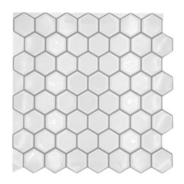 Mosani Wandfliese 10St. Hexagon Fliesen Mosaik Fliesenaufkleber weiß 0