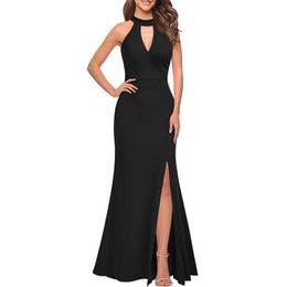 Orient Phoenix Cocktailkleid Damen sexy Abendkleid Neckholder Seitenschlitz Cocktailkleider Rückenfreies figurbetontes Partykleid ärmelloses elegantes Maxikleid