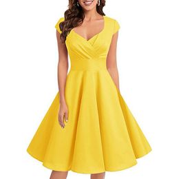 ZWY Bodykleid Cocktailkleid mit Vintage-Saum und plissiertem Rock mit V-Ausschnitt