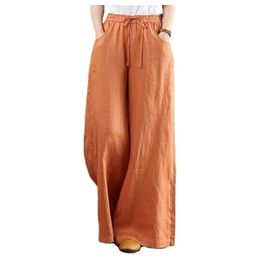 FIDDY Haremshose Leinenhose Hohe Taille Weites Bein Sommer Casual Lange Hose