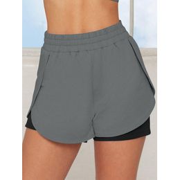 FIDDY Yogashorts Gebürstete Sport-Fitness-Doppelschicht-Yoga-Shorts