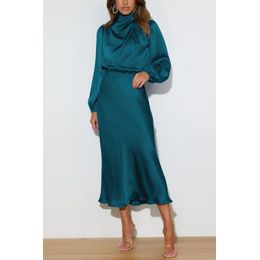 B.X Abendkleid Damen-Stehkragen Satinkleid