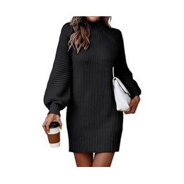 B.X Minikleid Damen Mini Strickpullover Langarm Midikleid jerseykleid Große Größen Elegant