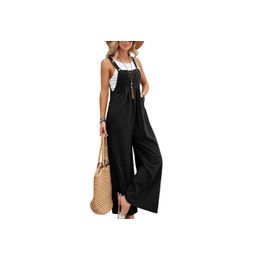 FIDDY Jumpsuit Overalls Damen Overall mit weitem Bein – Sommer-ärmelloser Overall