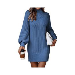 B.X Minikleid Damen Mini Strickpullover Langarm Midikleid jerseykleid Große Größen Elegant