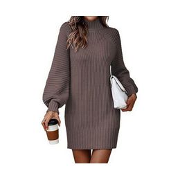 B.X Minikleid Damen Mini Strickpullover Langarm Midikleid jerseykleid Große Größen Elegant