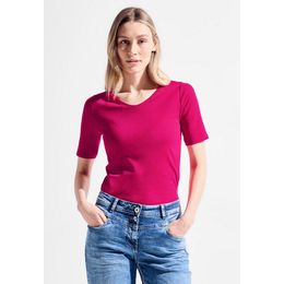 Cecil V-Shirt in Unifarbe, rosa
