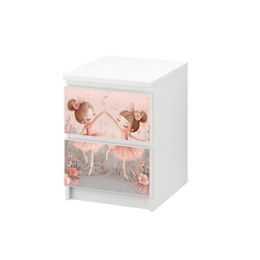 Sunnywall Möbelfolie passend für IKEA Malm Kommode Schrankfolie Aufkleber Ballerina Floral