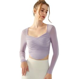 FIDDY Yoga & Relax Shirt Damen Yoga Fitness Wear Langarm High Stretch