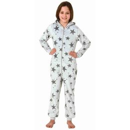 Normann Pyjama Mädchen Jumpsuit Overall Schlafanzug langarm in Sterne Optik
