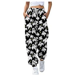 FIDDY 2-in-1-Hose Sport Leggings Damen Matschhose Damen Hosen Mit Halloween Print