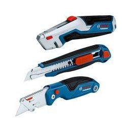Bosch Messer-Set Professional, 3-teilig, Teppichmesser blau, f&uuml;r Abbrechklingen und Trapezklingen