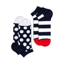 Happy Socks 2er Pack Sneaker Socken mit Streifen und Punkten
