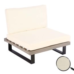Lounge-Sessel MCW-H54, Garten-Sessel, Spun Poly Akazie Holz MVG-zertifiziert Aluminium ~ grau, Polster cremewei&szlig;