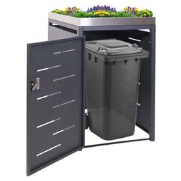 1er-M&uuml;lltonnenverkleidung MCW-H40, M&uuml;lltonnenbox, Pflanzkasten Edelstahl-Metall-Kombi 35kg 125x69x84cm erweiterbar