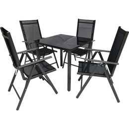 Vcm 5-tlg Gartenm&ouml;bel Set Sitzgruppe Essgruppe 1xTisch, 4x St&uuml;hle Tisch Ma&szlig;e ca. H. 76 x B. 80 x T. 80 cm Garten Set &ndash; St&uuml;hle 80 SW