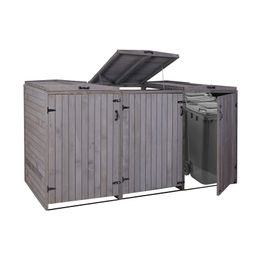 XL 3er-/6er-Mülltonnenverkleidung MCW-H74, Mülltonnenbox, erweiterbar 126x238x98cm Holz MVG ~ anthrazit-grau