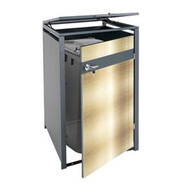 1er M&uuml;lltonnenverkleidung MCW-J82, M&uuml;lltonnenbox, erweiterbar, Metall 32kg, anthrazit ~ gold