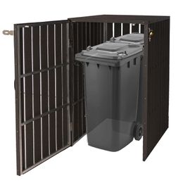 XL 1er-/2er-WPC-M&uuml;lltonnenverkleidung MCW-J28, M&uuml;lltonnenbox, Metall Holzoptik, erweiterbar ~ anthrazit