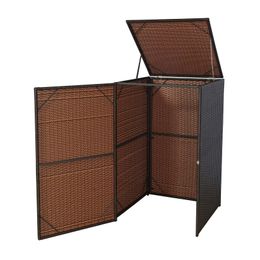 M&uuml;lltonnenverkleidung MCW-E25, M&uuml;lltonnenbox M&uuml;lltonnenabdeckung, Poly-Rattan 120l ~ braun