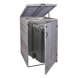 XL 1er-/2er-M&uuml;lltonnenverkleidung MCW-H74, M&uuml;lltonnenbox, erweiterbar 126x80x98cm Holz MVG ~ anthrazit-grau