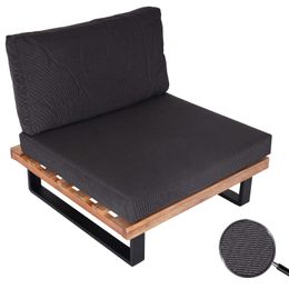 Lounge-Sessel MCW-H54, Garten-Sessel, Spun Poly Akazie Holz MVG-zertifiziert Aluminium ~ hellbraun, Polster dunkelgrau