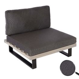 Lounge-Sessel MCW-H54, Garten-Sessel, Spun Poly Akazie Holz MVG-zertifiziert Aluminium ~ grau, Polster dunkelgrau