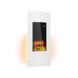 Klarstein Lamington Elektrokamin 2000 W LED-Flammen Heizlüfter Timer Ambientelicht Weiß