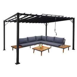 Pergola MCW-L40, Garten Lamellen-Pavillon Terrassen&uuml;berdachung, 8cm-Alu-Gestell Stoff/Textil, 3x4m anthrazit