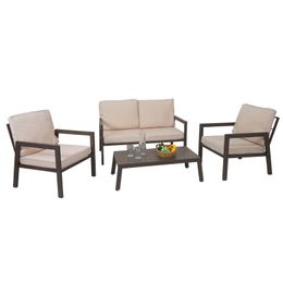 Garnitur MCW-L64, Gartenlounge Gartengarnitur Lounge-Set Sitzgruppe Sofa, Metall ~ Polster creme-wei&szlig;