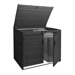 XL 2er-/4er-M&uuml;lltonnenverkleidung MCW-H75b, M&uuml;lltonnenbox, erweiterbar 138x138x105cm Holz MVG-zertifiziert ~ anthrazit