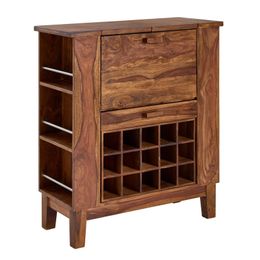 KADIMA DESIGN Massivholz Hausbar Sheesham, 88x102x40 cm, Wein- und Spirituosenschrank