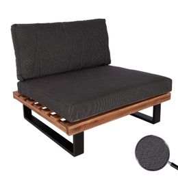 Lounge-Sessel MCW-H54, Garten-Sessel, Spun Poly Akazie Holz MVG-zertifiziert Aluminium ~ braun, Polster dunkelgrau