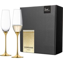 Eisch Sektglas Champagner Exklusiv, Kristallglas, Auflage in Echtgold, 180 ml, 2-teilig, goldfarben