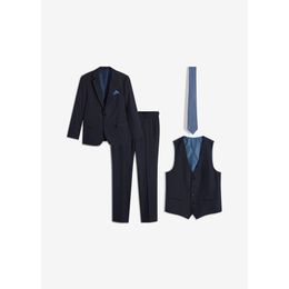 bonprix Anzug Slim Fit (4-tlg.Set): Sakko, Hose, Weste, Krawatte