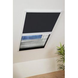 Insektenschutzrollo für Dachfenster, Hecht international, transparent, verschraubt, weiß/schwarz, BxH: 110x160 cm, schwarz|weiß