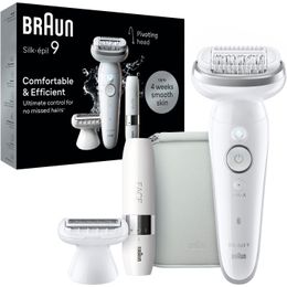 Braun Epilierer Silk-épil 9-341 SensoSmartTM, mit Rasier- und Trimmeraufsatz & Mini-Rasierer für das Gesicht, silberfarben