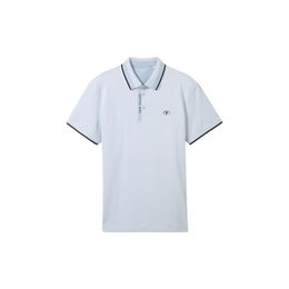 Tom Tailor Herren Poloshirt mit Piqué Struktur, blau, Logo Print, Gr. XL