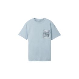 Tom Tailor Herren T-Shirt mit Print Detail, blau, Print, Gr. XL