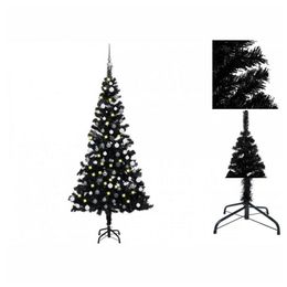 vidaXL Künstlicher Weihnachtsbaum Künstlicher Weihnachtsbaum mit LEDs Kugeln Schwarz 150cm PVC