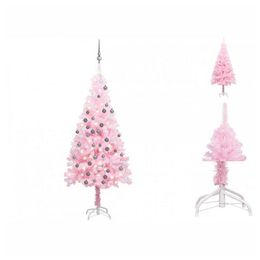 vidaXL Künstlicher Weihnachtsbaum Künstlicher Weihnachtsbaum mit LEDs Kugeln Rosa 150 cm PVC