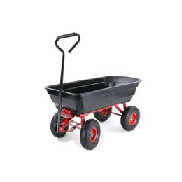 RAMROXX Bollerwagen Transportwagen Gartenwagen Schubkarre Handwagen Kippfunktion 250 kg Schwarz Rot