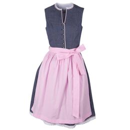 Ramona Lippert Dirndl Luisa jeansfarben hochgeschlossen Rocklänge 60 cm mit Knopfleiste