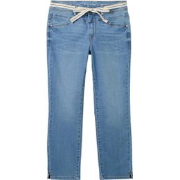 Tom Tailor Jeanshose "Alexa Cropped", Gürtel, Eingrifftaschen, für Damen, blau, 31/26