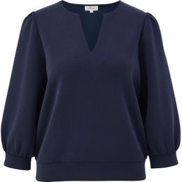 s.Oliver Sweatshirt, Relaxed Fit, Split-Neck für Damen, blau, 42