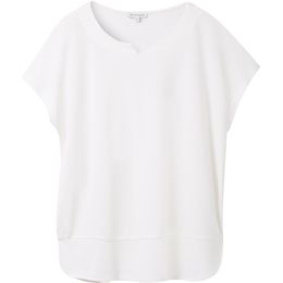 Tom Tailor T-Shirt, Split-Neck, für Damen, weiß, XXL
