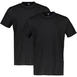 Lerros T-Shirt, Baumwolle, 2er-Set, für Herren, schwarz, M
