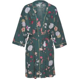 Lascana Luxurious Nights Kimono, Bindegürtel, floral, für Damen, grün, 32/34