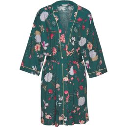 Lascana Luxurious Nights Kimono, Bindegürtel, floral, für Damen, grün, 36/38
