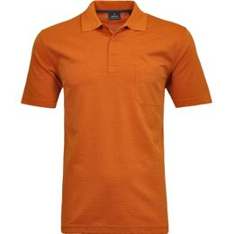Ragman Poloshirt, Brusttasche, Streifen, für Herren, orange, L